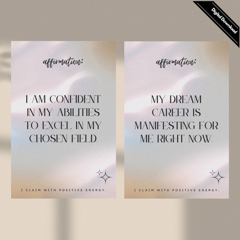30 Editable Career Affirmation Cards Template | Editable in Canva | PDF ...