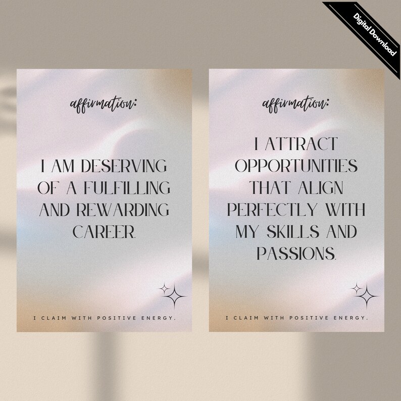 30 Editable Career Affirmation Cards Template | Editable in Canva | PDF ...