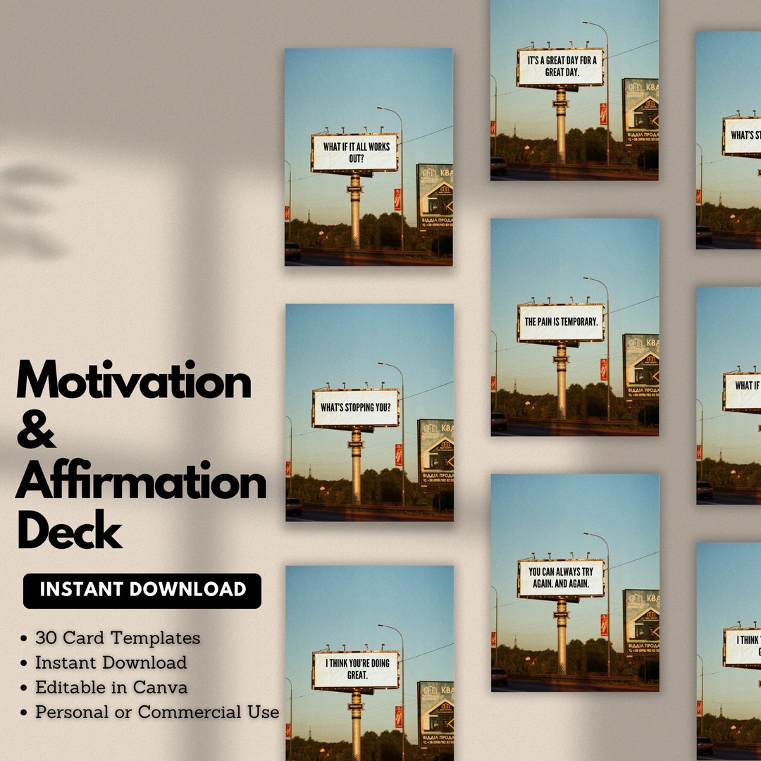 30 Editable Motivation/affirmation Cards Template | Editable in Canva ...