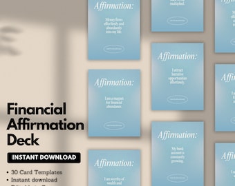 30 Editable Affirmation Cards Template | Editable in Canva | PDF ...