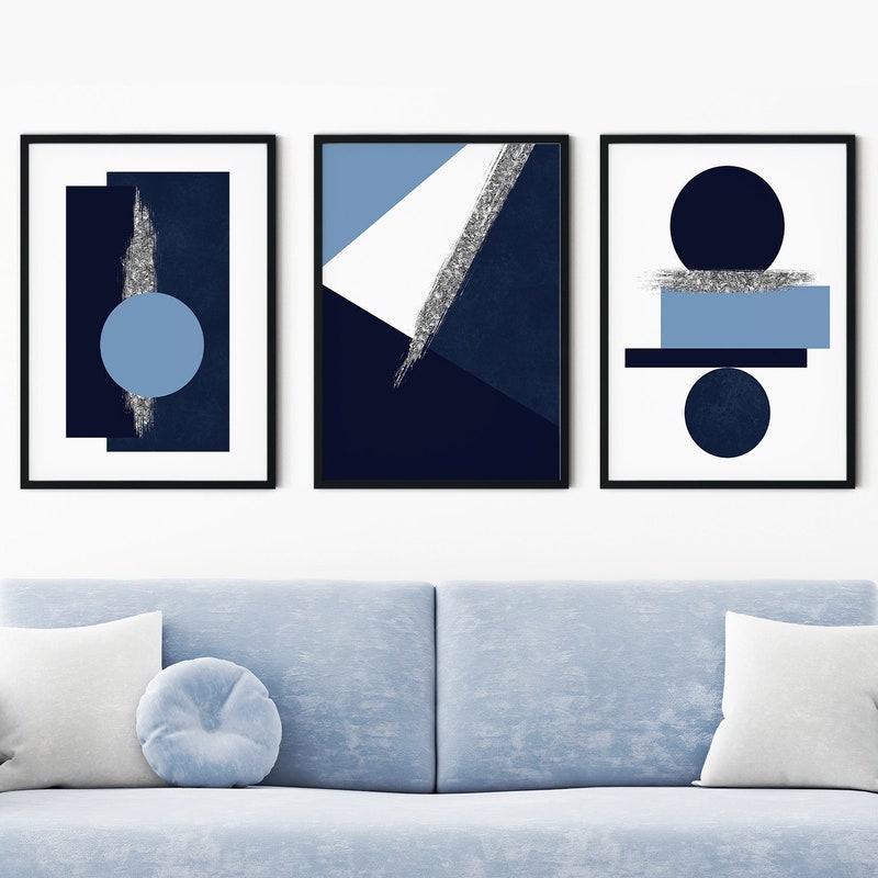 Blue Geometric Art - Etsy