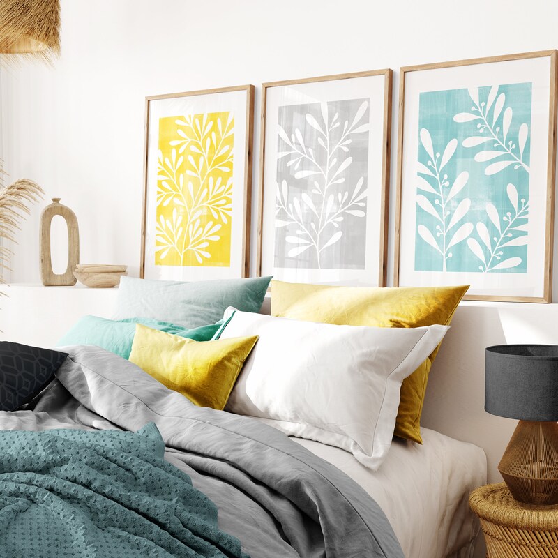 Teal Yellow Gray - Etsy