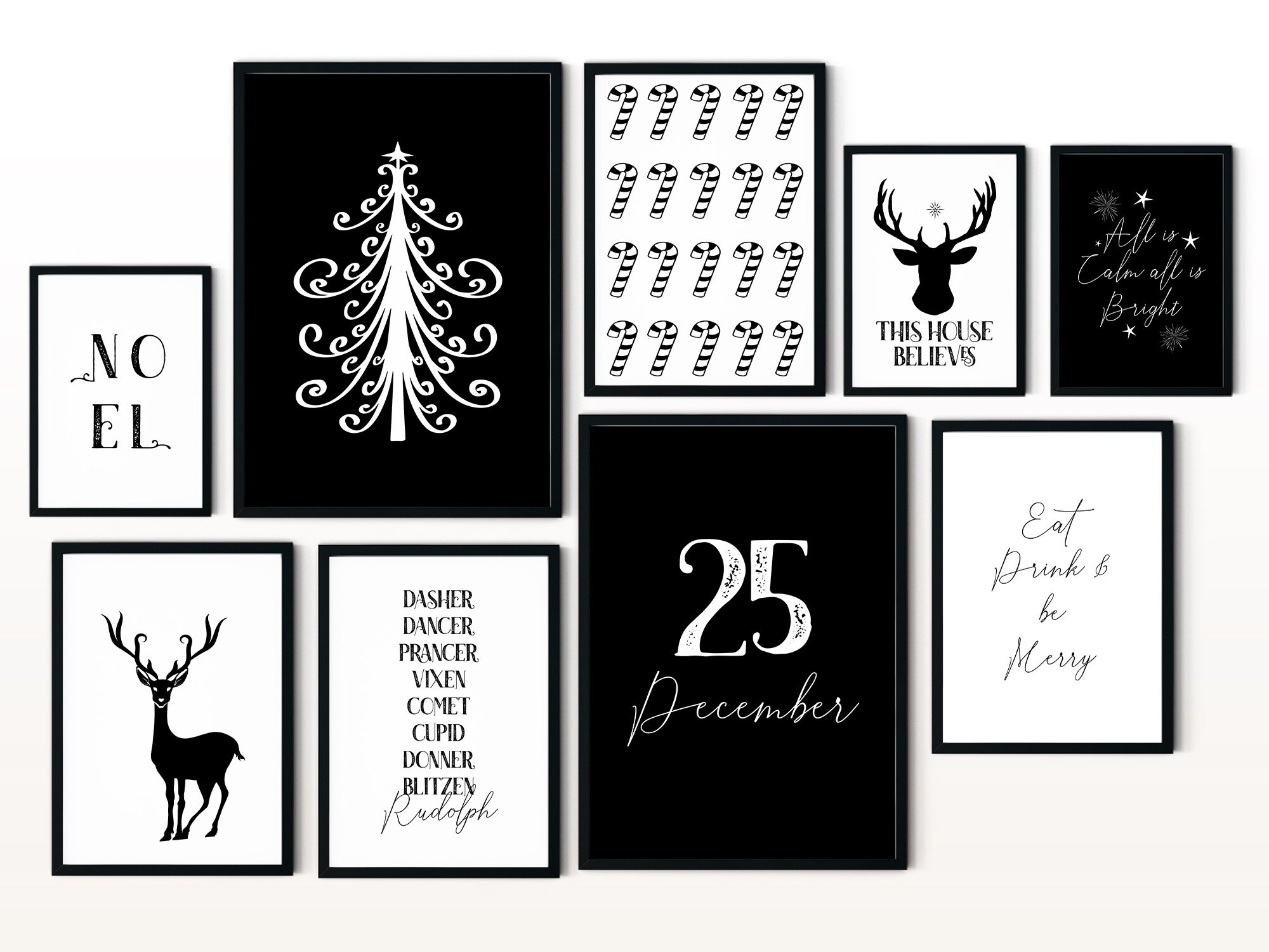 Black And White Christmas Prints