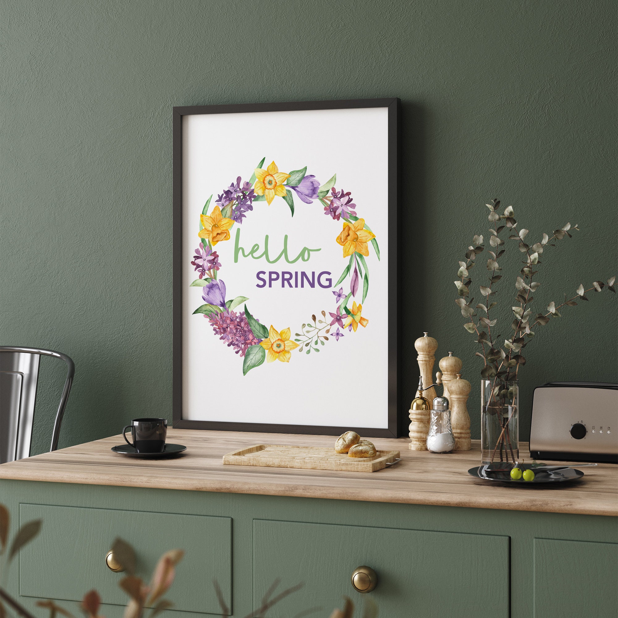 Hello Spring Print, druckbare Wandkunst, hallo spring decor, spring ...