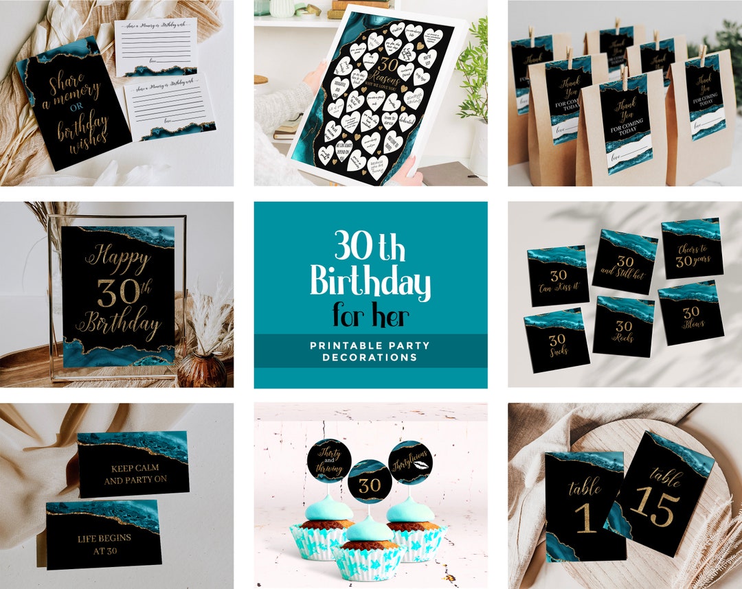30th Birthday Decorations, 30th Birthday Labels, 30th Birthday Sign ...