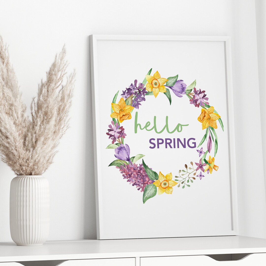 Hello Spring Print, druckbare Wandkunst, hallo spring decor, spring ...