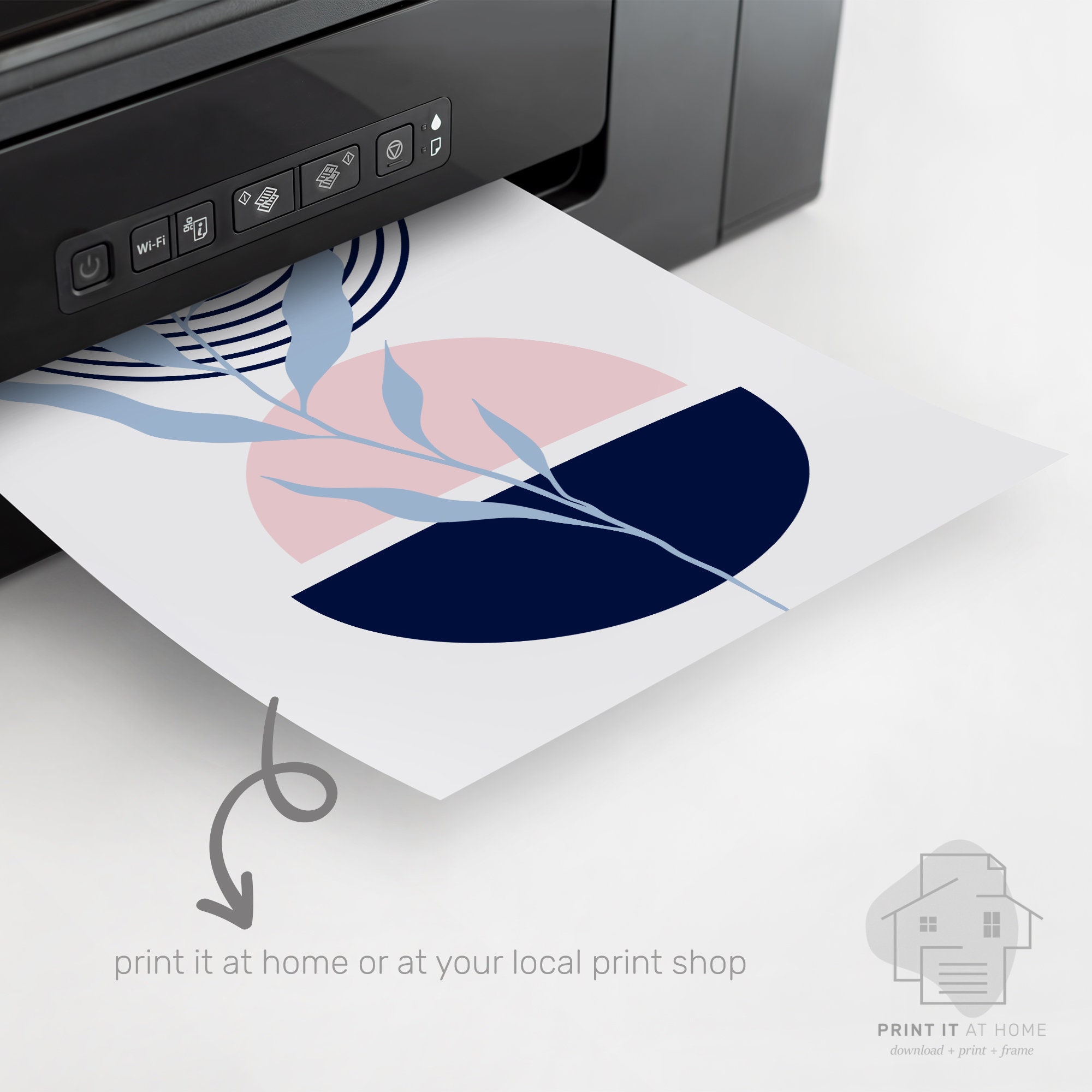 Navy Blue and Blush Pink Prints, Navy and Pink Decor, Printable Wall ...