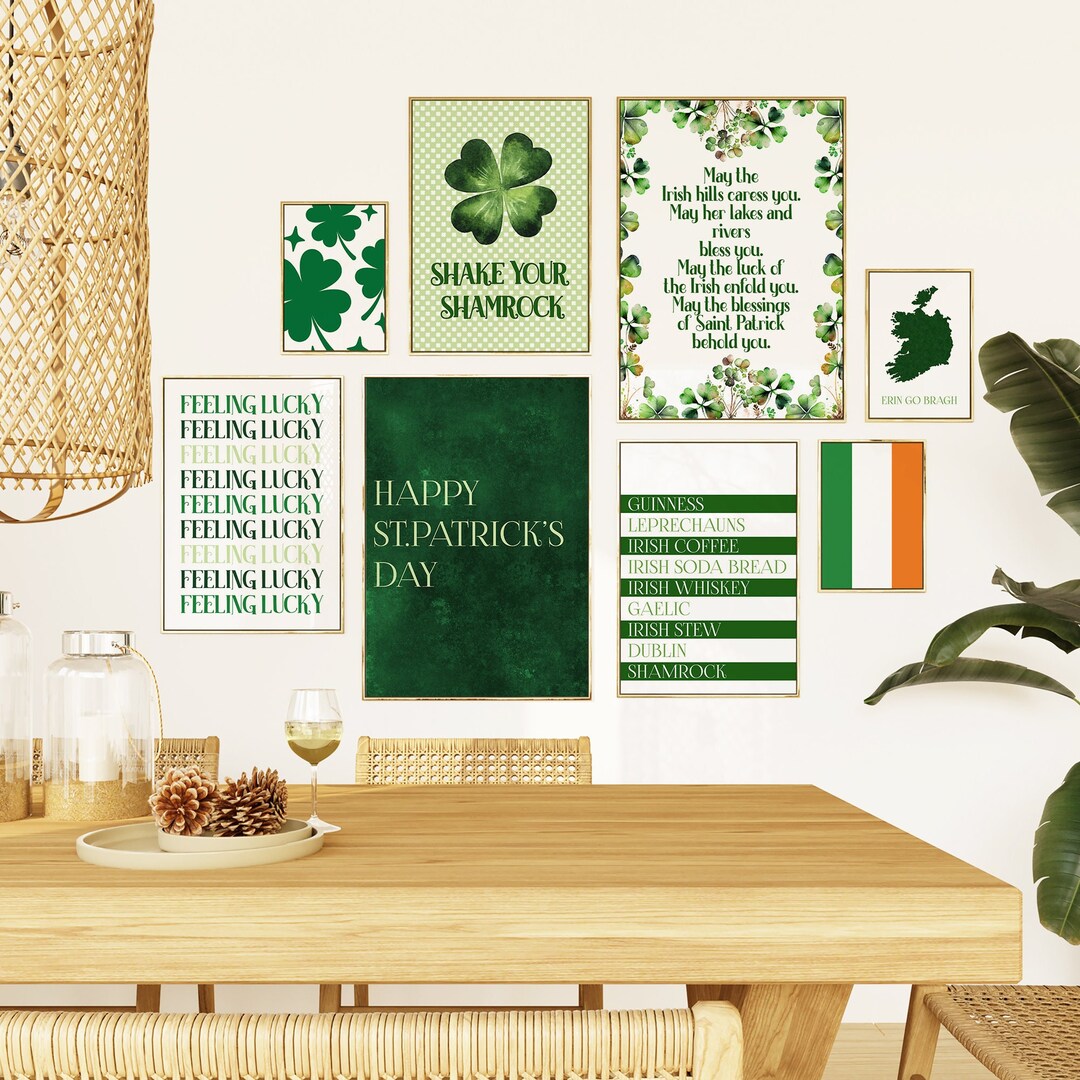 St Patricks Day Decor, Set of 8 Prints, Irish Home Decor, St Patricks ...