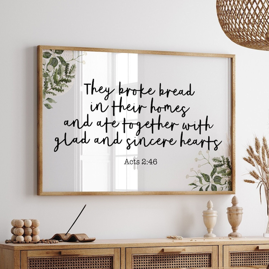 Christian Wall Art, Bible Verse Wall Art,acts 2:46 Quote, Bible Verse ...
