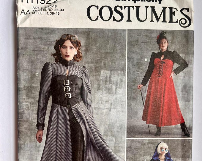Simplicity 9813 / 11922 Costume Corset Hooded Witch Dress Pattern Sizes ...