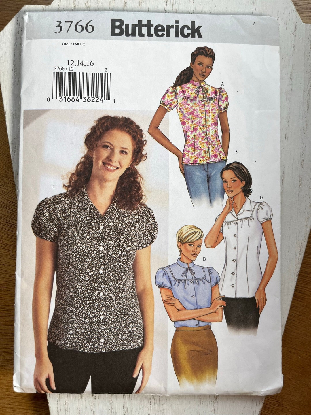 Butterick 3766 Easy Button Cottagecore Blouse Pattern Sizes 12 14 16 - Etsy