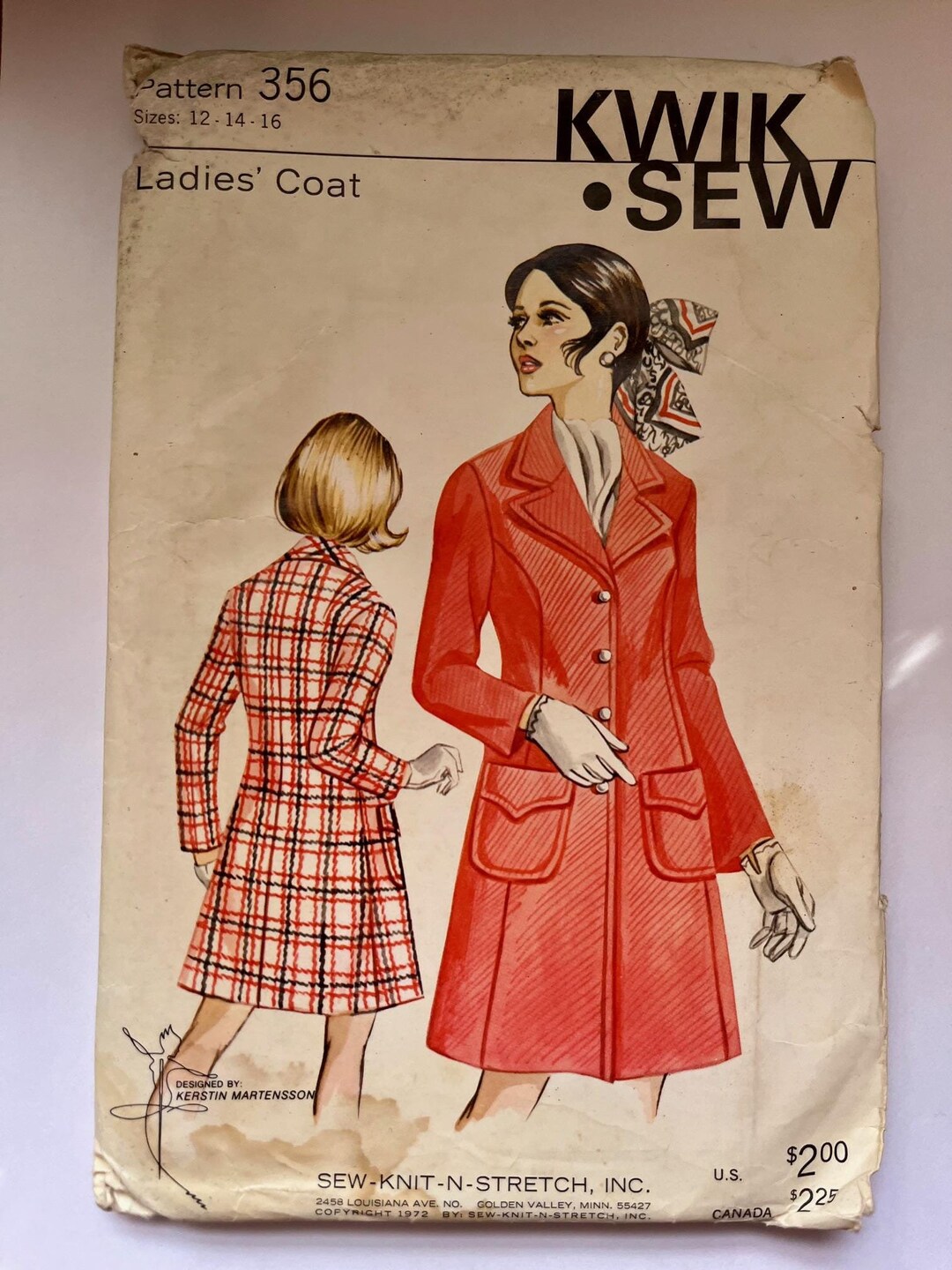 Vintage Kwik Sew 356 Ladies Coat Pattern 1970s Sizes 12 14 16 - Etsy