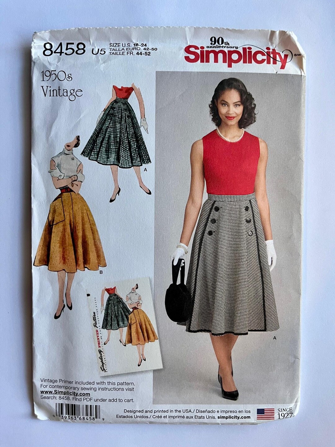 Simplicity 8458 Vintage Reprint 1950s Skirt Pattern With Pocket and ...