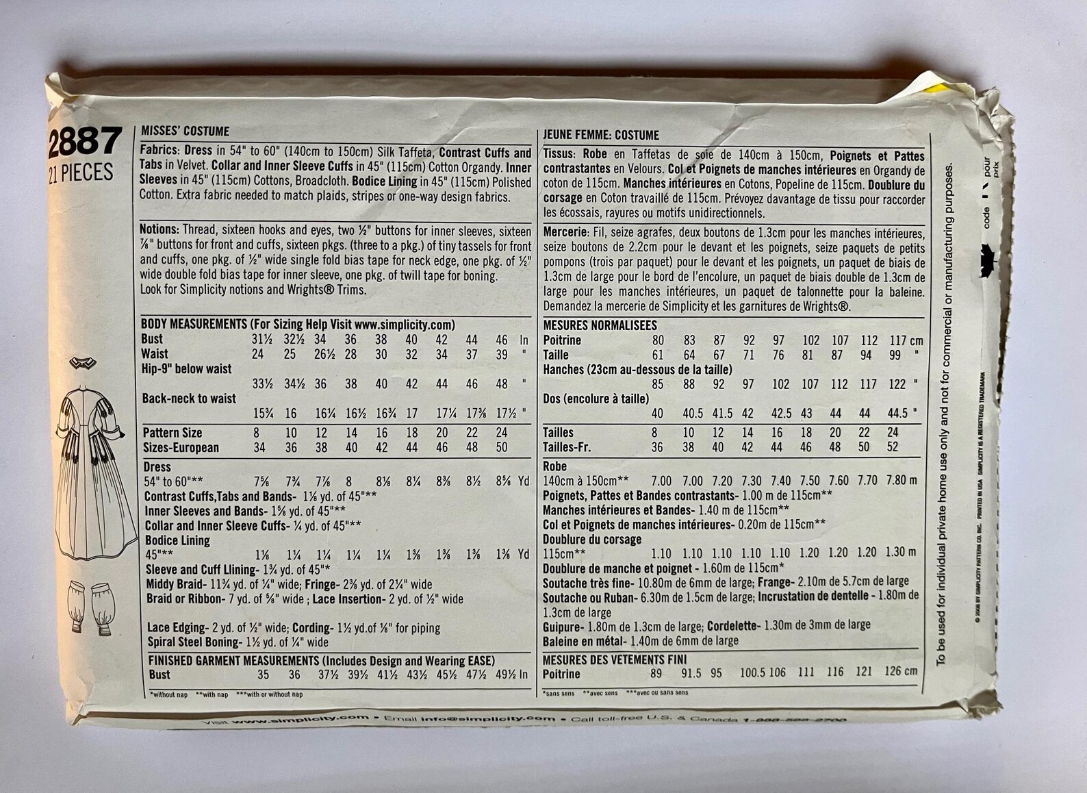 Simplicity 2887 Museum Curator 1800s Costume Dress and Undersleeves ...
