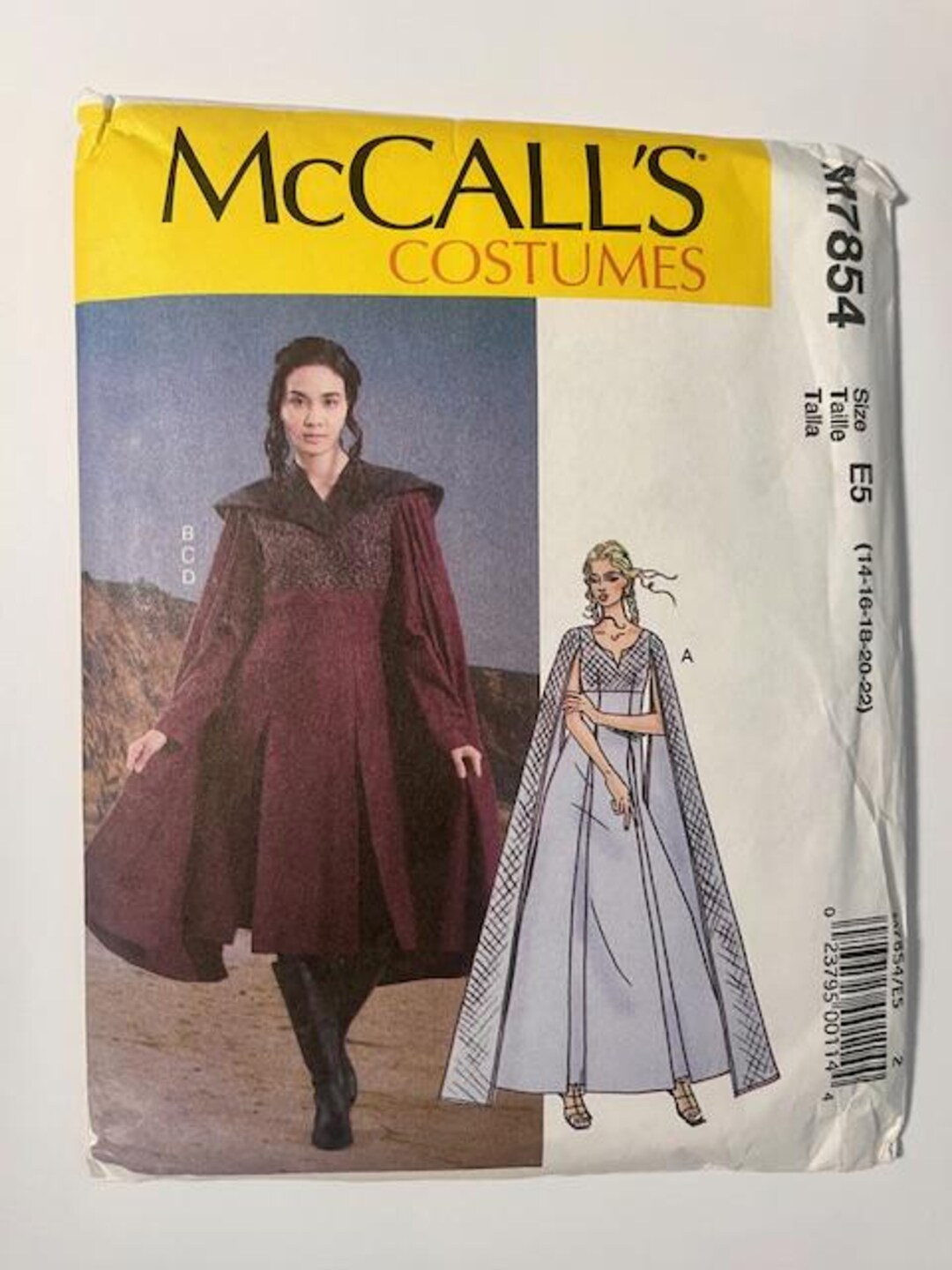 7854 Mccall's Pattern Fantasy Costume and Cloak Sizes 14 - 22 - Etsy