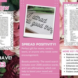 Positive Affirmations Word Search for Adults Word Search Printable Word ...