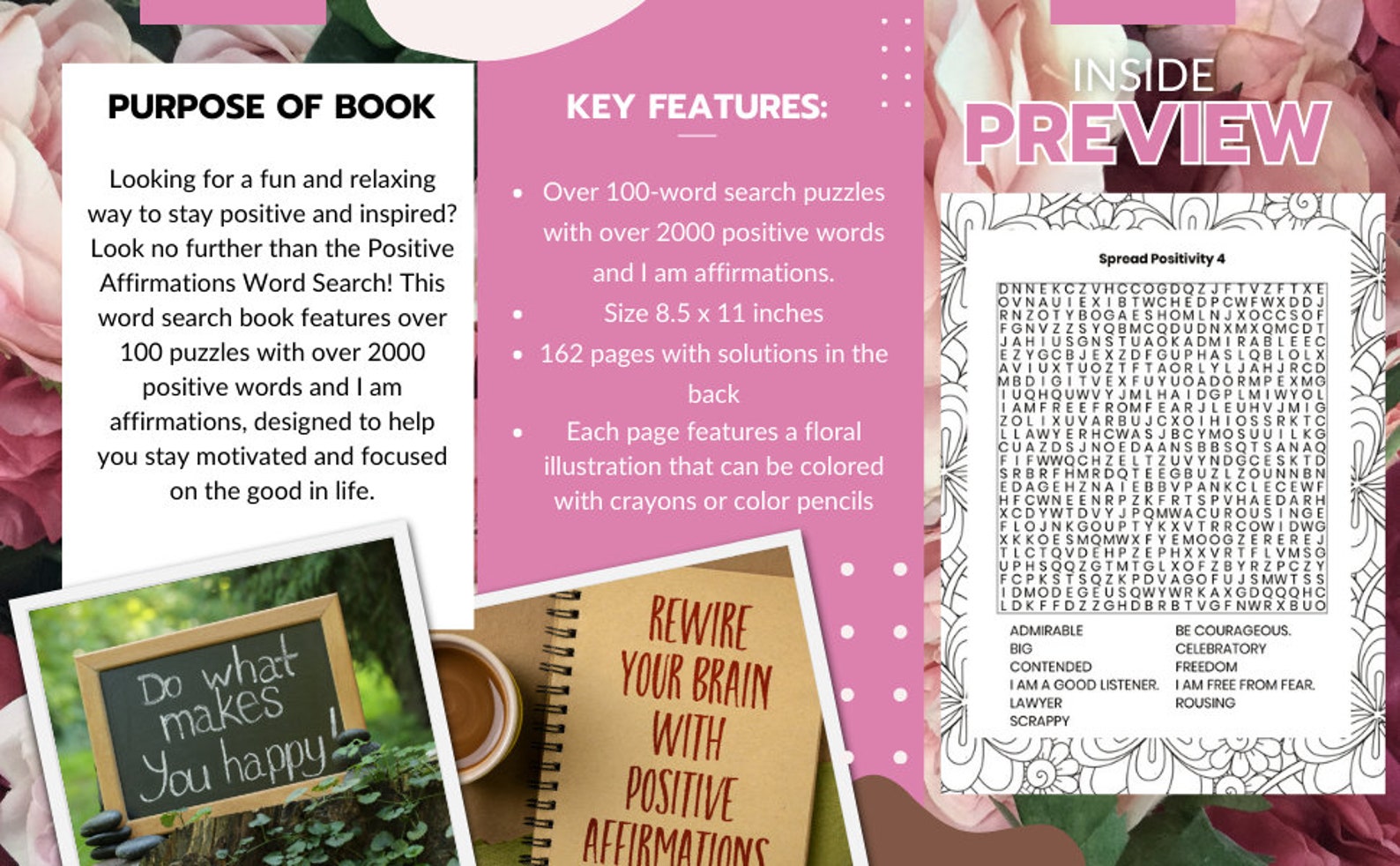 Positive Affirmations Word Search for Adults Word Search Printable Word ...