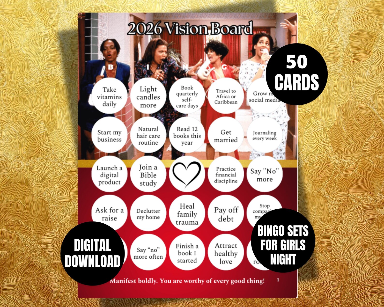 2026 Vision Board Bingo Cards | Black Women Bingo Cards | Vision Board ...