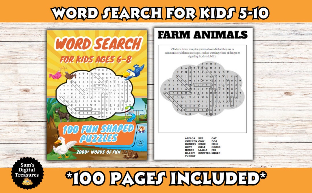 Word Search for Kids Ages 6-8, 100 Fun Shaped Word Search Puzzles for ...