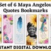 Set of 6 Maya Angelou Bookmarks Maya Angelou Quotes Bookmark Book ...