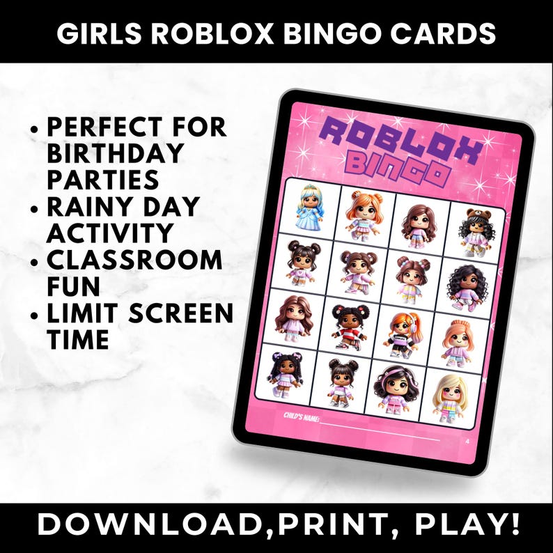 Roblox Girl Birthday Party Game | Roblox Birthday Party | Printable ...