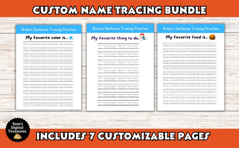Custom Name Tracing Sheet Handwriting Practice Personalized Name Trace ...