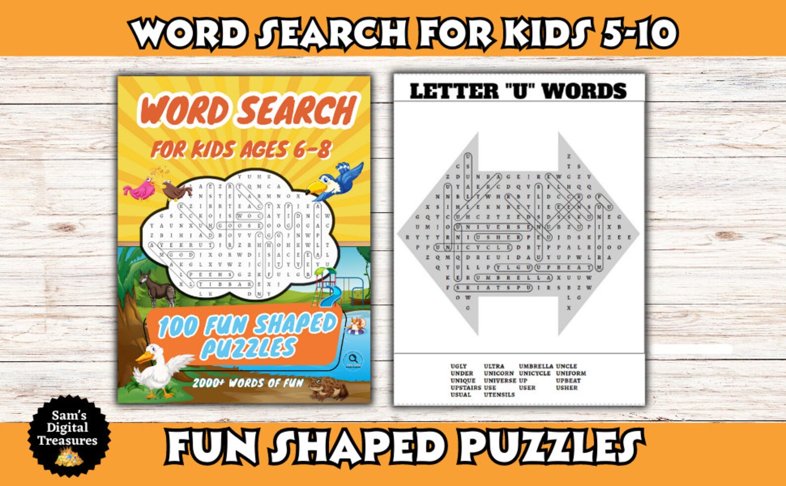 Word Search for Kids Ages 6-8, 100 Fun Shaped Word Search Puzzles for ...