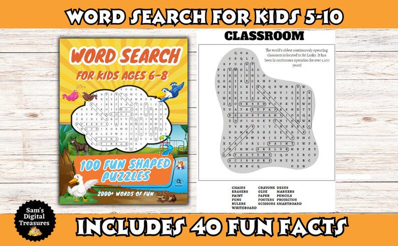 Word Search for Kids Ages 6-8, 100 Fun Shaped Word Search Puzzles for ...