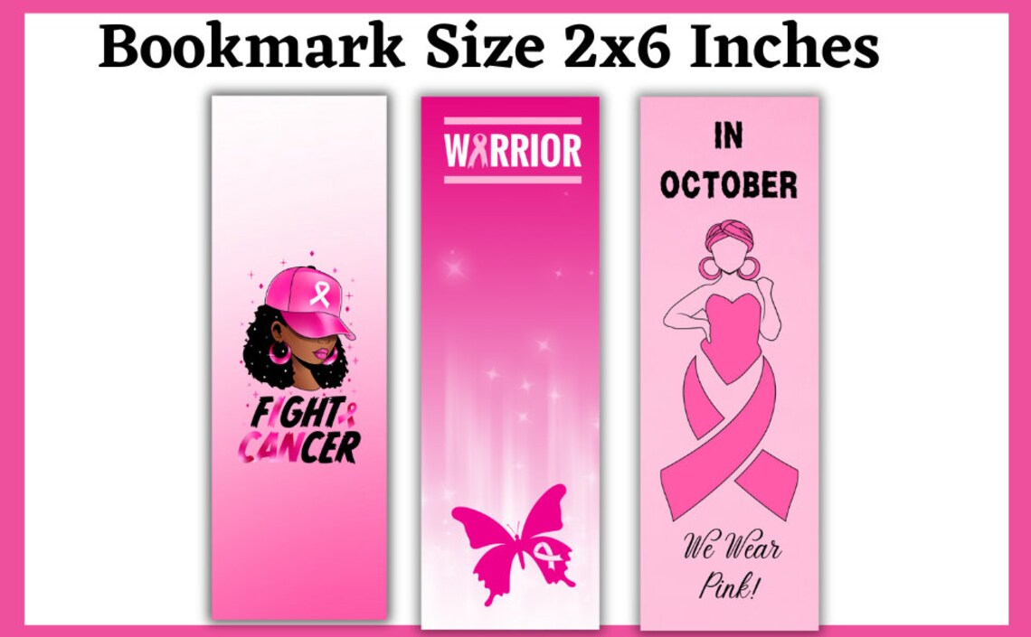 Breast Cancer Awareness Bookmarks: Pink Ribbon Designs (digital ...