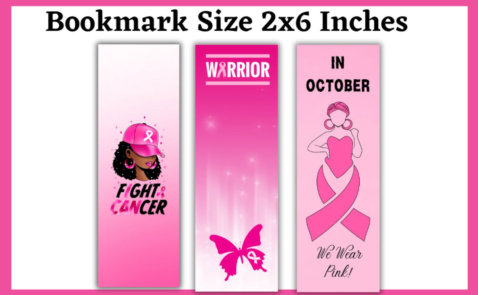 Breast Cancer Awareness Bookmarks: Pink Ribbon Designs (digital ...