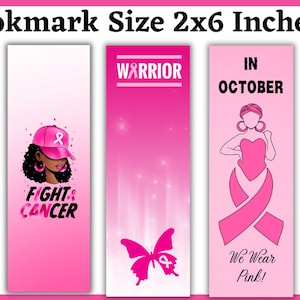 Breast Cancer Awareness Bookmarks: Pink Ribbon Designs (digital ...