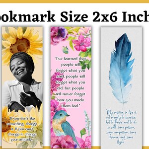 Set of 6 Maya Angelou Bookmarks Maya Angelou Quotes Bookmark Book ...