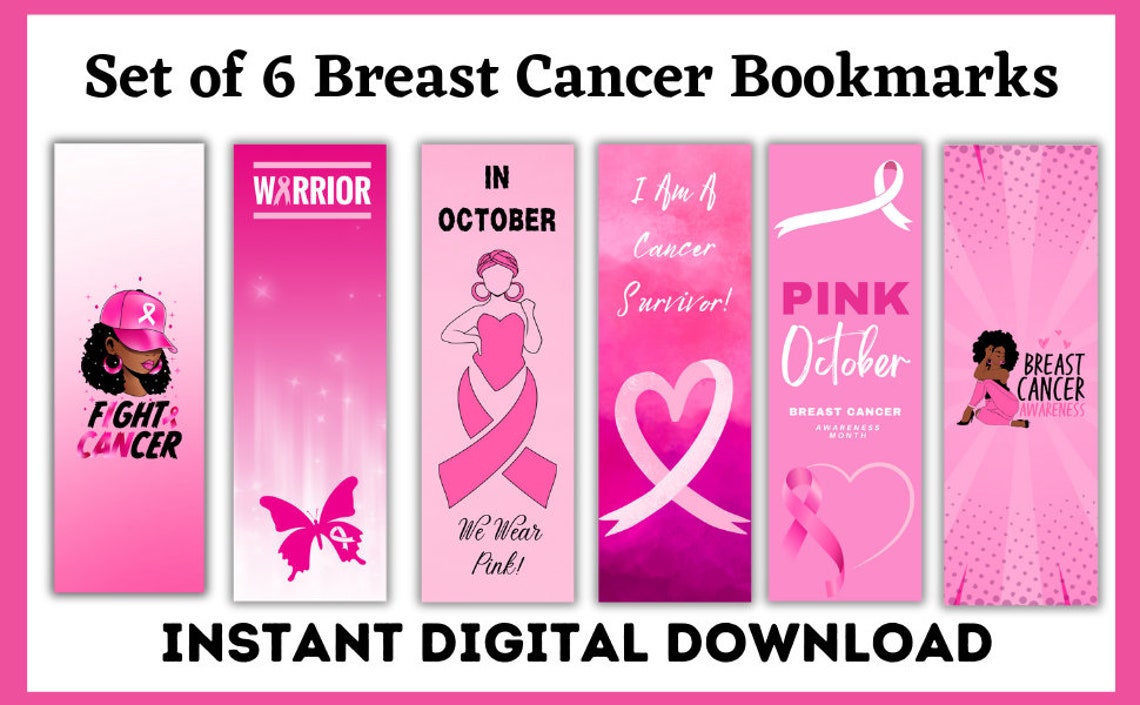 Breast Cancer Awareness Bookmarks: Pink Ribbon Designs (digital ...