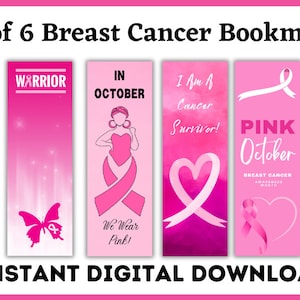 Breast Cancer Awareness Bookmarks: Pink Ribbon Designs (digital ...