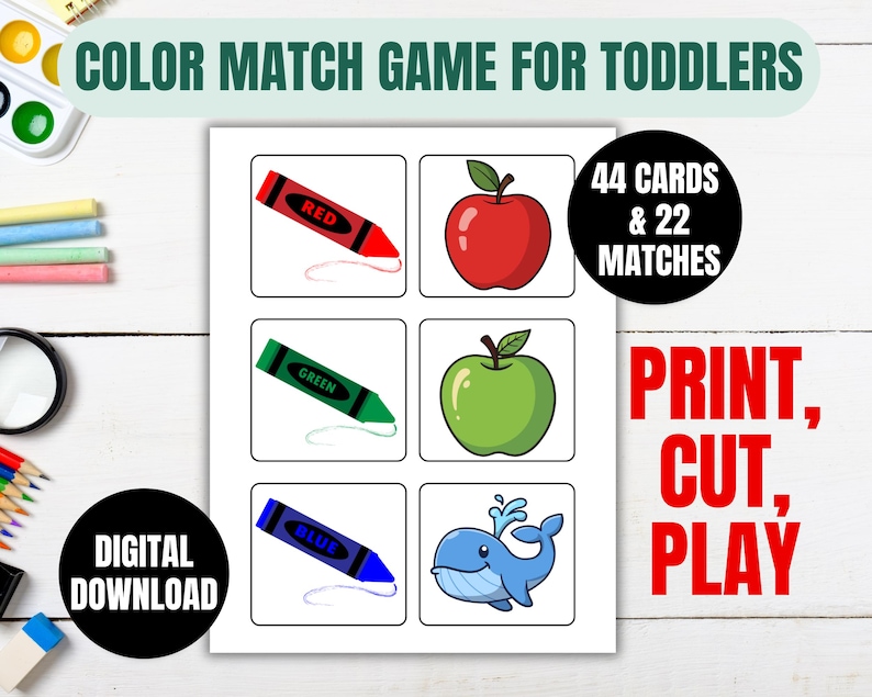Color Matching Game for Kids | Memory Match Game | Printable Homeschool ...