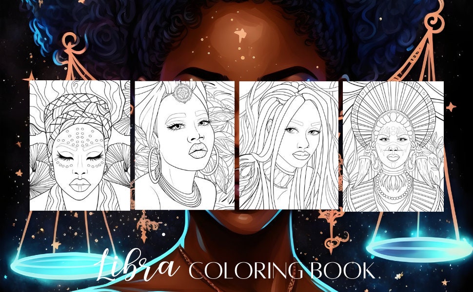 Libra Coloring Book for Black Women Gift Libra Black Woman - Etsy