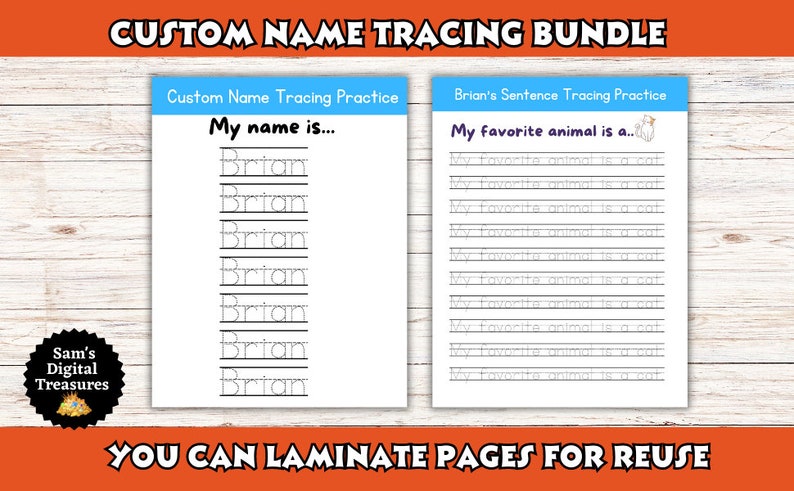 Custom Name Tracing Sheet Handwriting Practice Personalized Name Trace ...