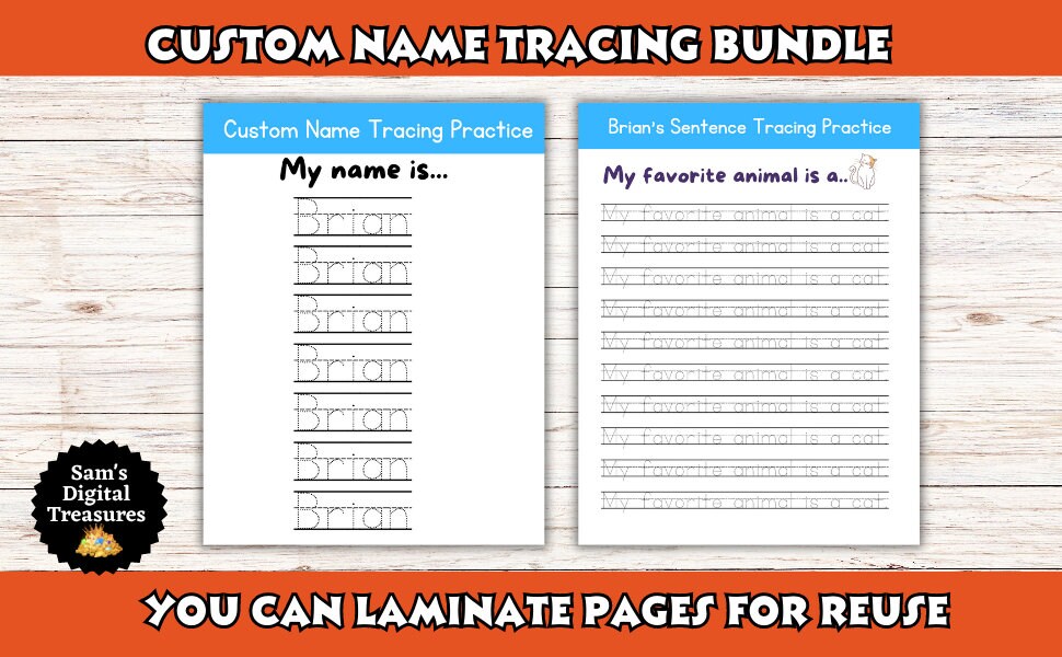 Custom Name Tracing Sheet Handwriting Practice Personalized Name Trace ...