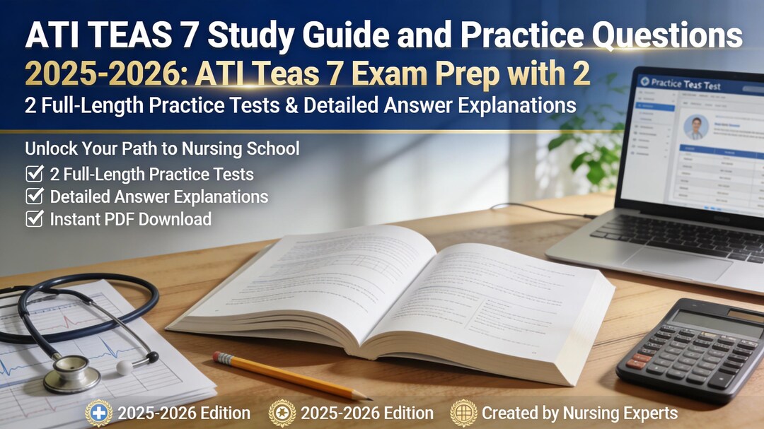 ATI TEAS 7 Study Guide 2025-2026: Cute Exam Prep With 2 Full Practice ...