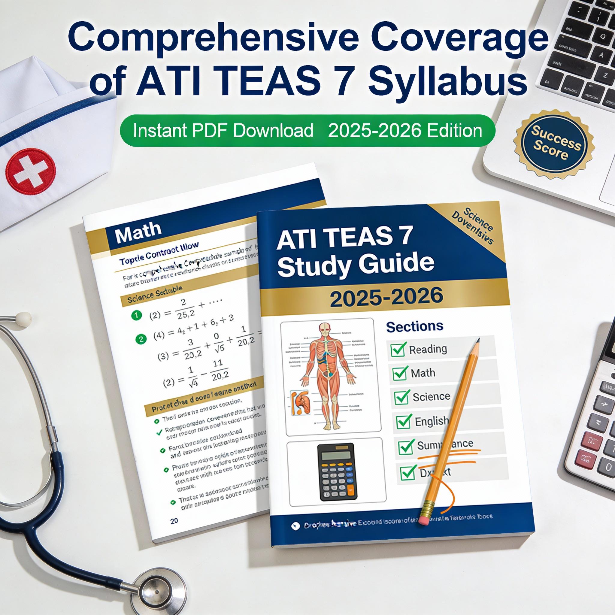ATI TEAS 7 Study Guide 2025-2026: Cute Exam Prep With 2 Full Practice ...