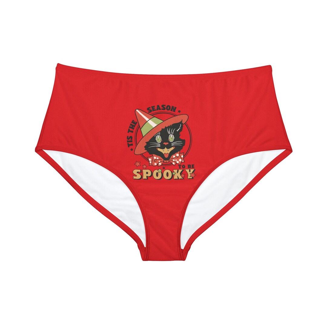 Spooky Bikini Bottom, Halloween High-waist Swimsuit, Creepy Hipster ...