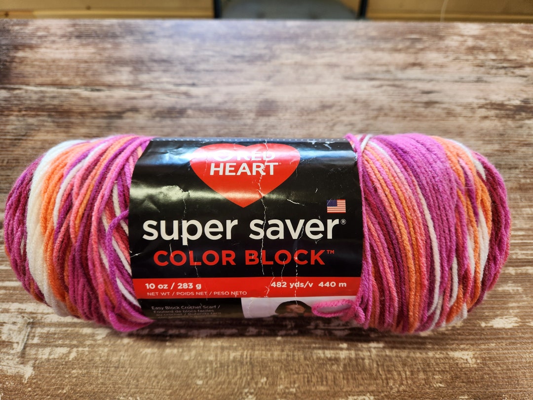 Red Heart Super Saver Color Block Color Hot Mix 482 Yards - Etsy