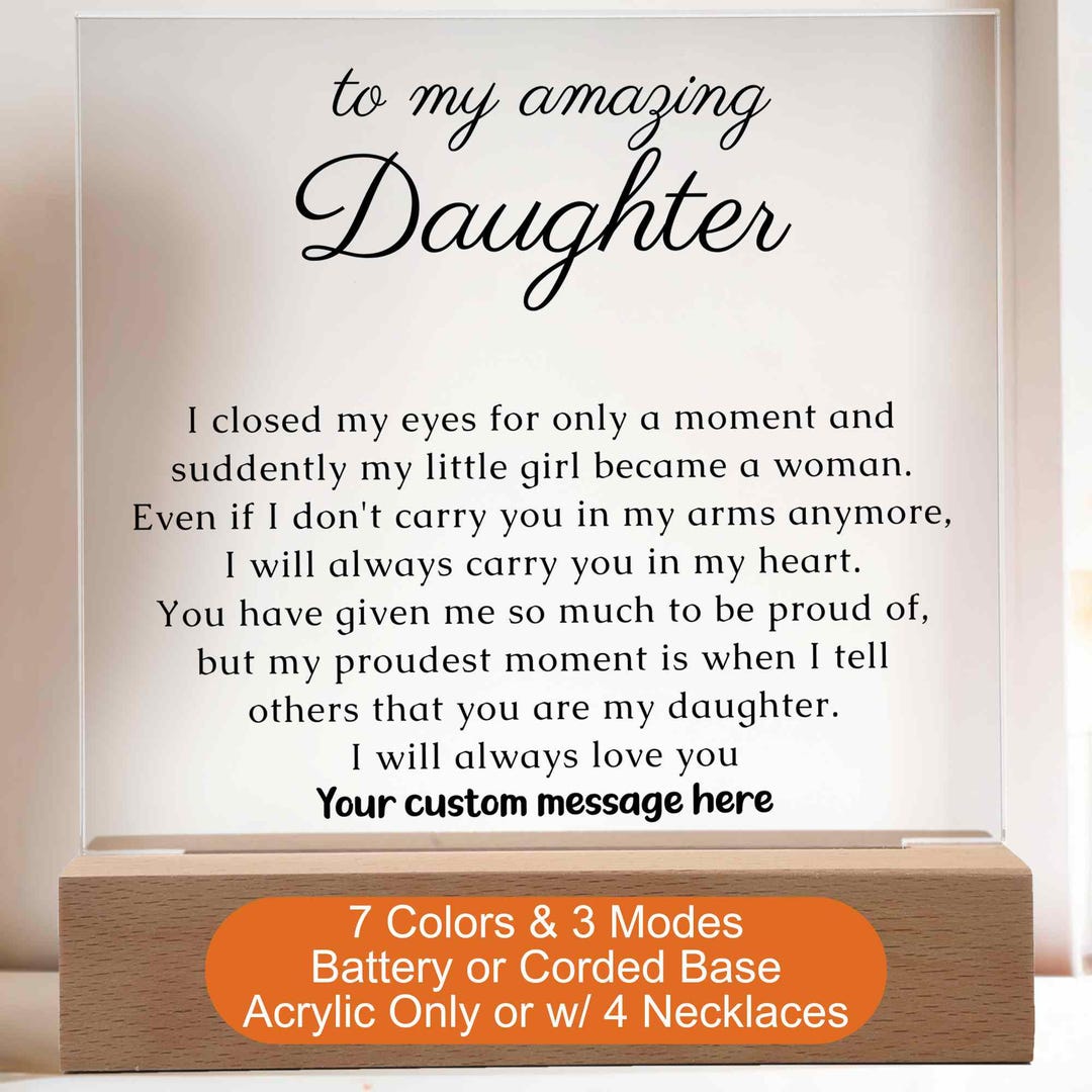 Acrylic Plaque With LED Light Personalized Daughter Gift Custom Gift ...
