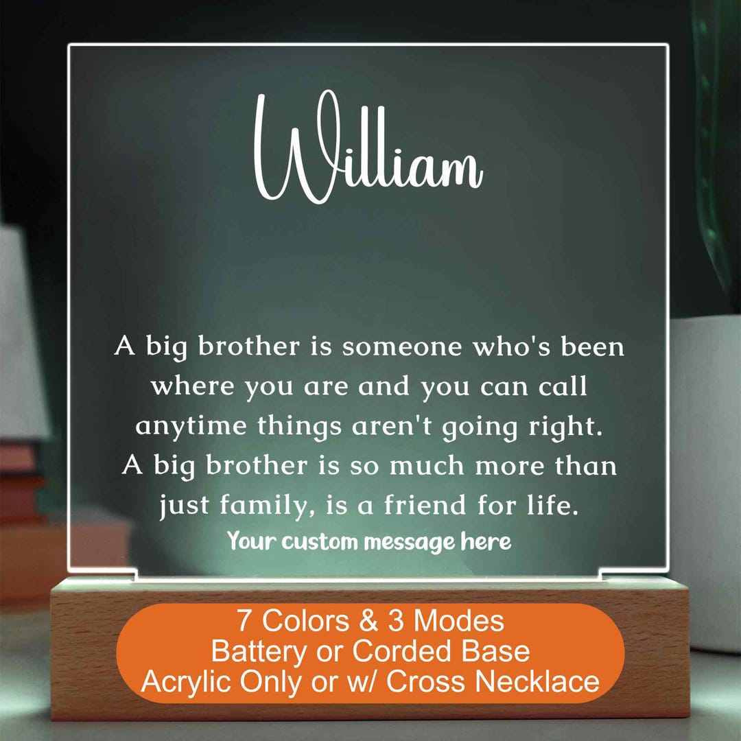 Custom Brother Gift Name Personalized Acrylic Plaque LED Light Cross ...