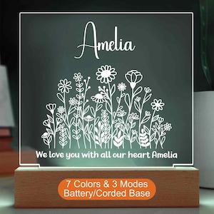 Custom Acrylic Plaque With LED Flowers Light Personalized Plaque W ...