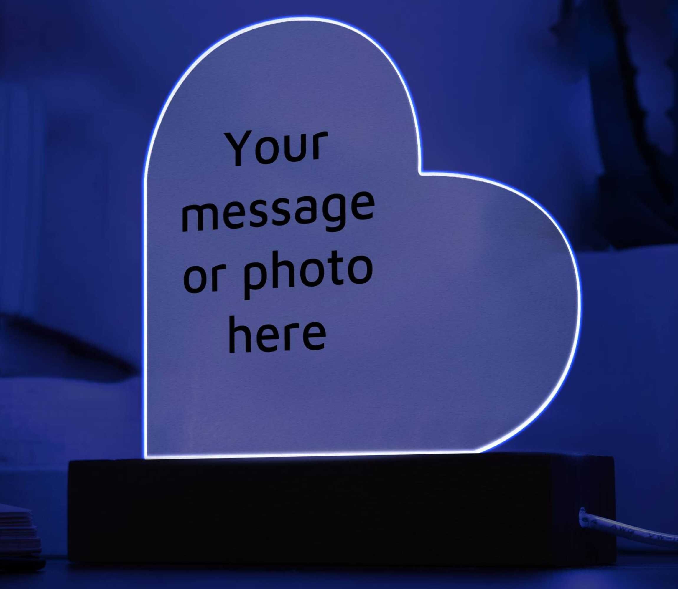 Custom Acrylic Heart Plaque With LED Light Personalized Plaque With ...