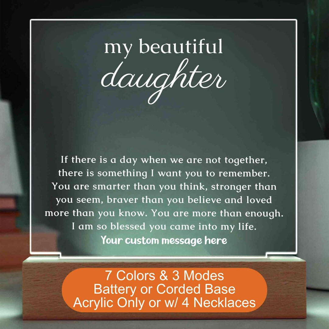 Custom Acrylic Plaque LED Light Personalized Gift for Daughter Necklace ...