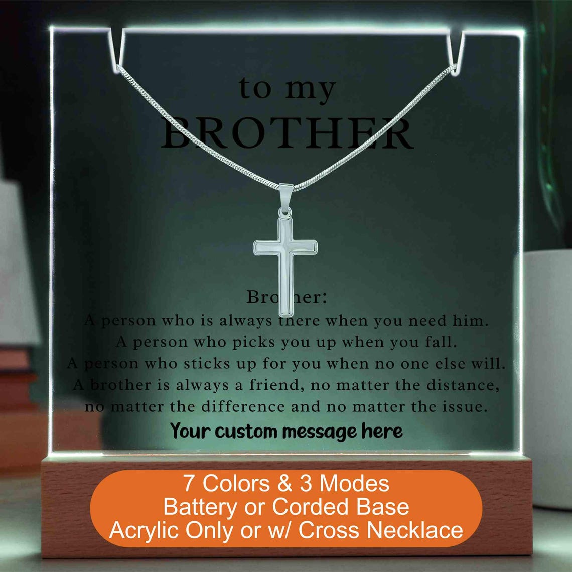 Personalized Brother Gift Custom Acrylic Plaque With LED Light Unique ...