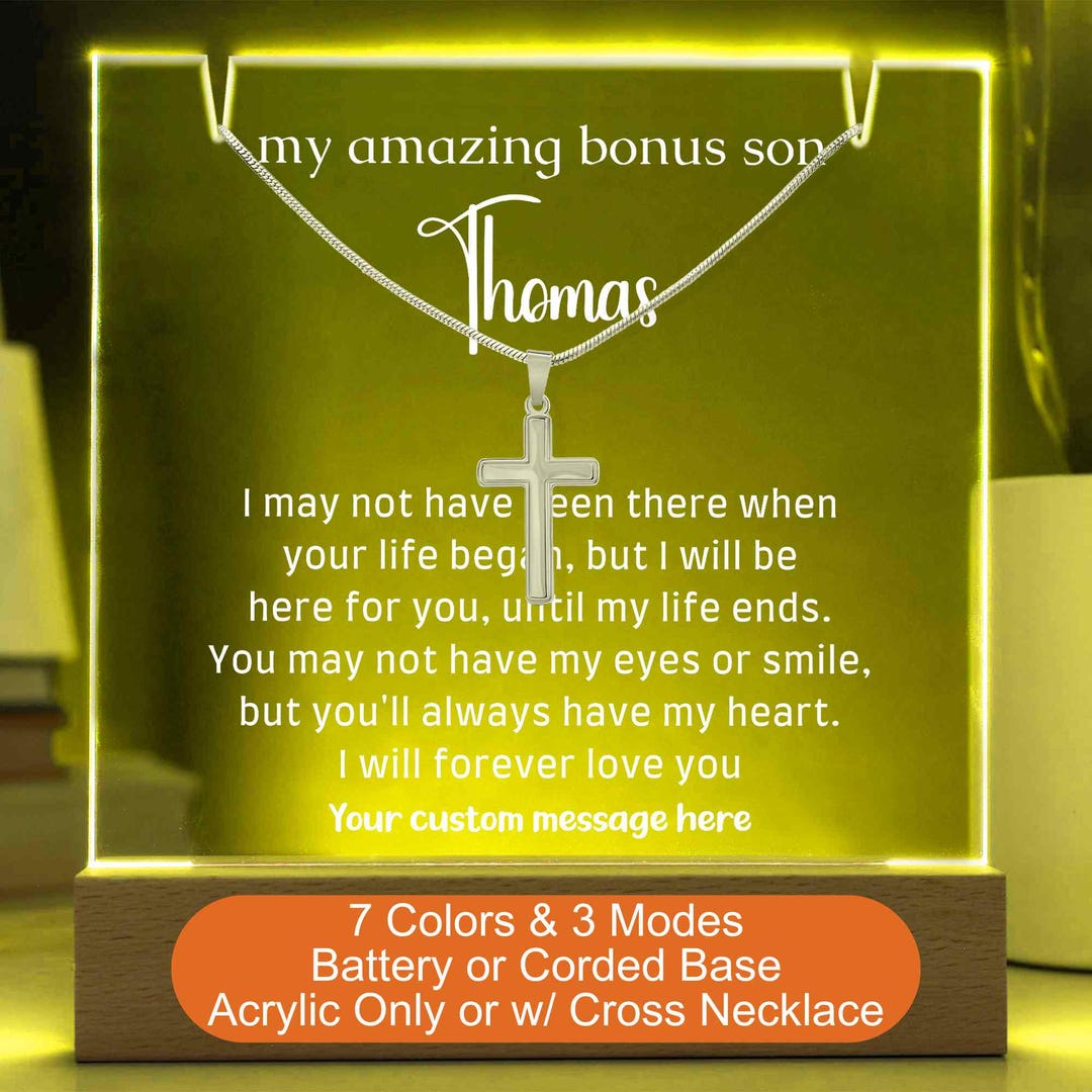 Personalized Bonus Son Gift Name Custom Acrylic Plaque With LED Light ...