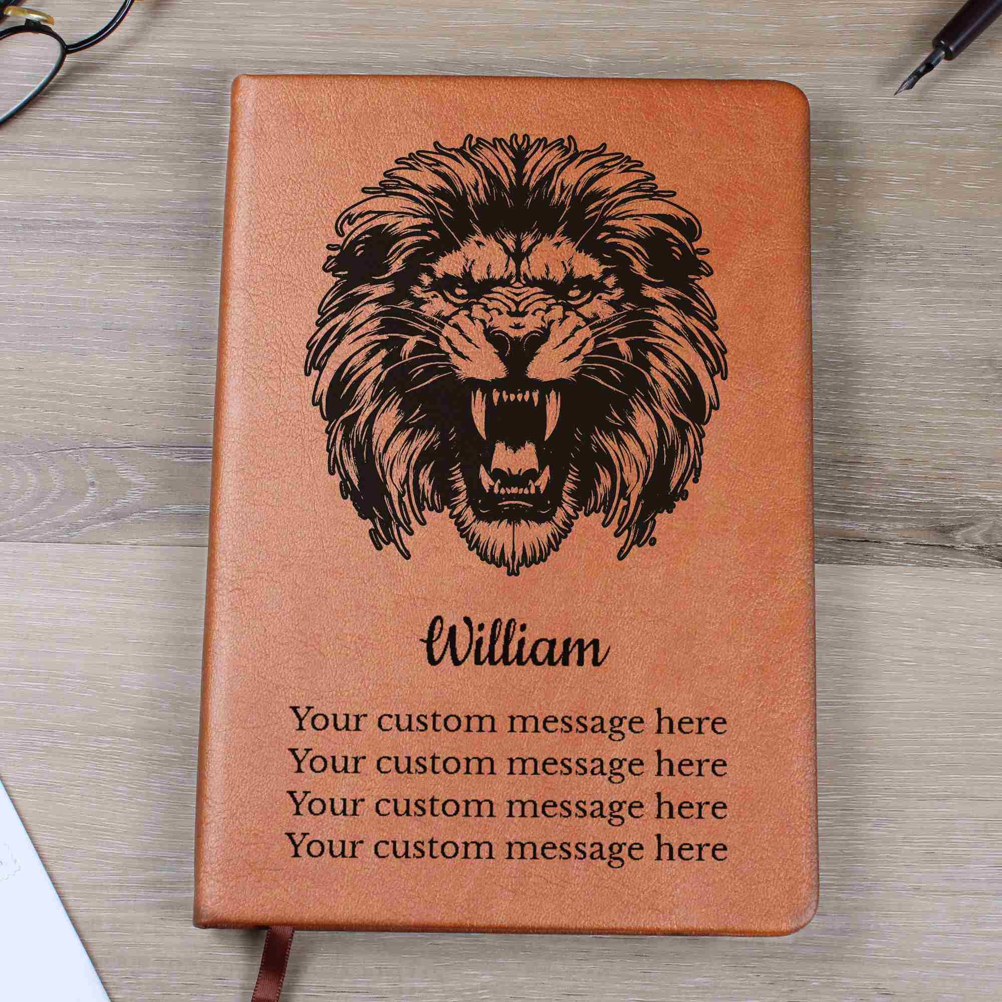 Personalized Leather Journal With Name Son Gift Lion Hard Cover Journal ...